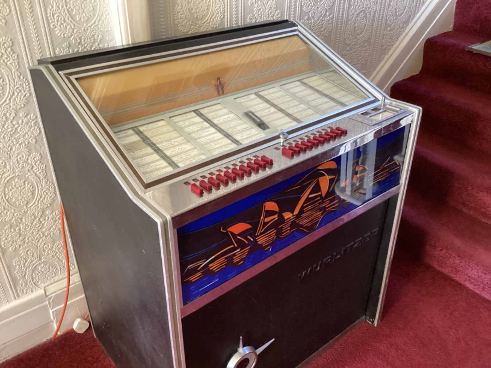 Approx 1960 Wurlitzer juke box all working front lights up with approx ...