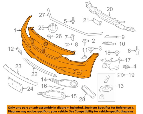 BMW OEM 14-20 428i Gran Coupe Bumper Components-Bumper Cover ...