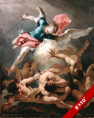 WAR IN HEAVEN MICHAEL ARCHANGEL CASTING OUT SATAN PAINTING ART CANVAS ...