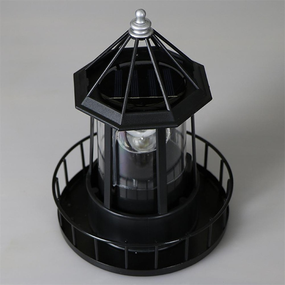 Solar Powered LED Rotating Lighthouse Night Light Outdoor Home Garden ...