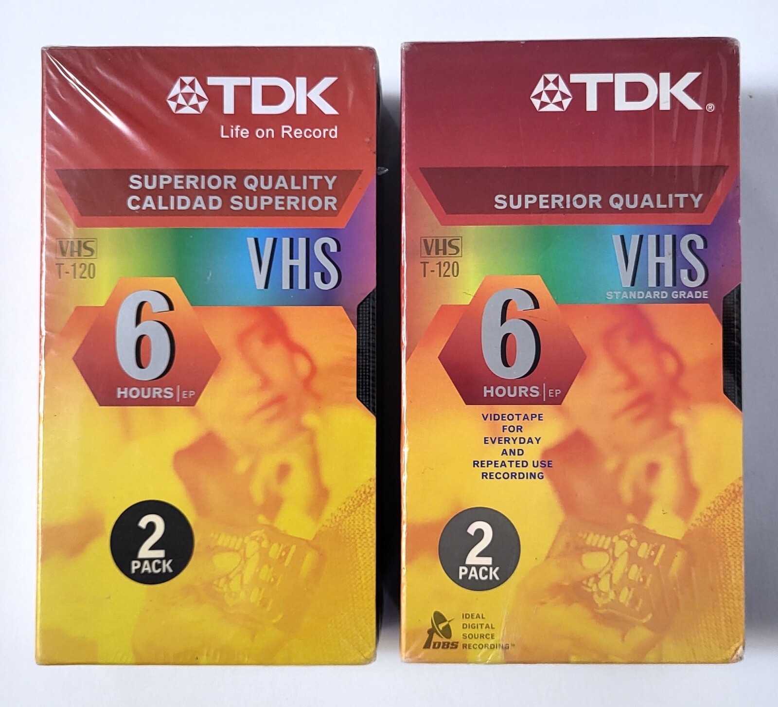 TDK Standard Grade VHS Tapes T-120 6 Hrs 2 Packs - Lot of 2 - 4 Total ...