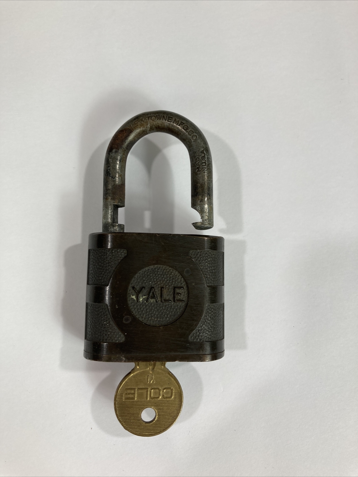 Vintage Yale & Towne Mfg. Co. Brass Lock Padlock with Key, Stamford ...
