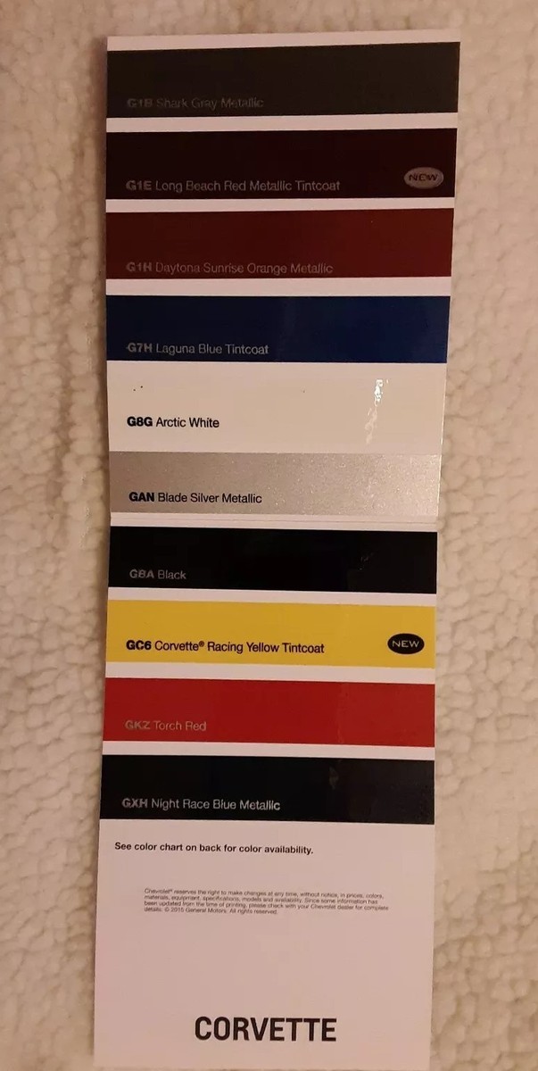 2014 Corvette Exterior Color Chart C7 Exterior Accessories