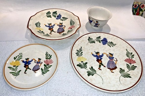 (4) pieces vintage Alpine Peasant Ware Wall Plate Handled Dish Small ...
