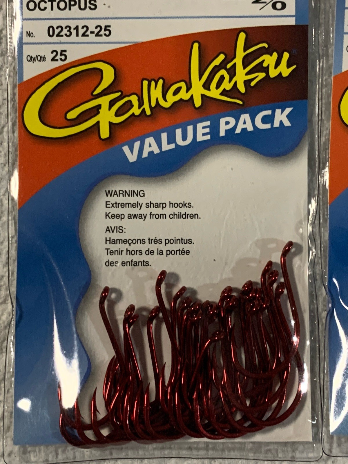 (LOT OF 2) GAMAKATSU OCTOPUS HOOKS 2/0 RED VALUE PACKS. 25 PER PACK 50 ...