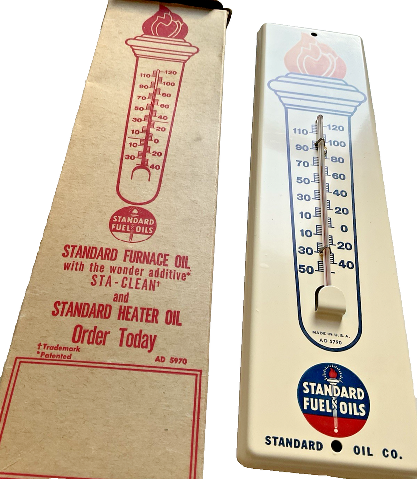 Vintage Standard Fuel & Oils Advertising Thermometer Torch LOGO Gas ...