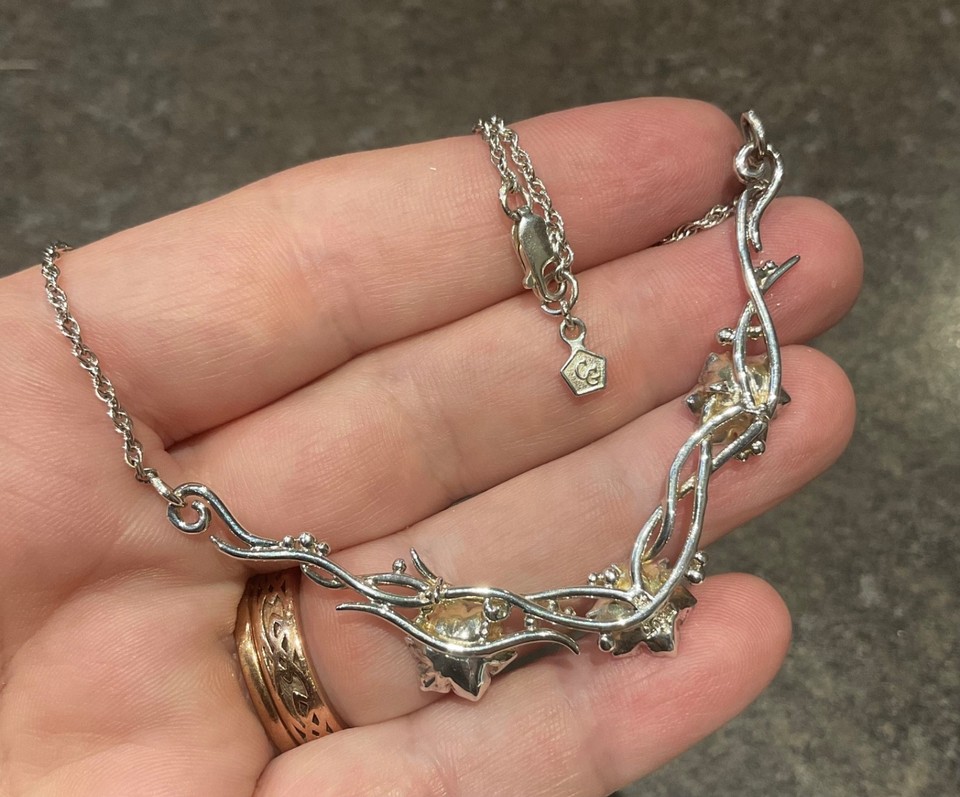Rare Clogau Snowdon Lily Diamond silver and rose gold necklet 17 ...