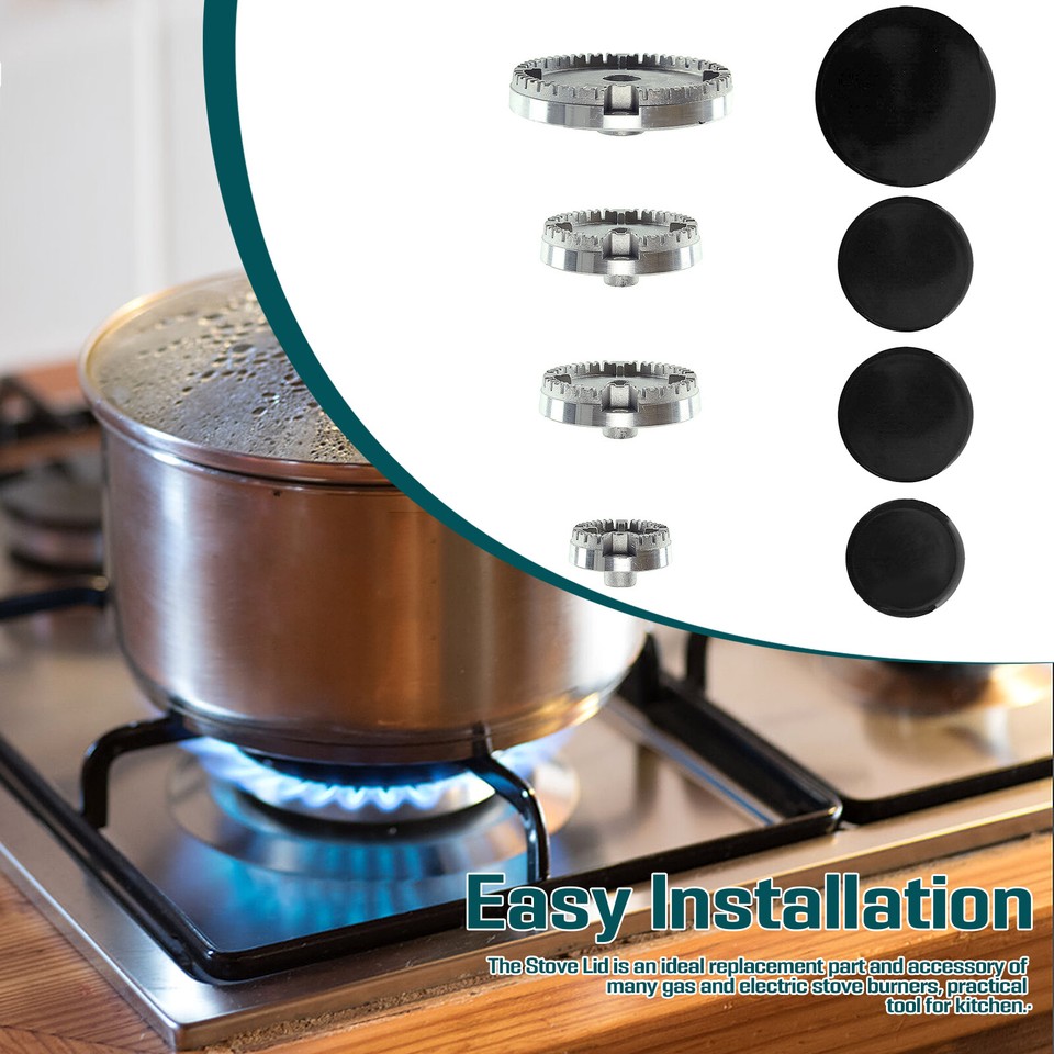 Universal Gas Burner Hob Cap & Flame Crown Set Fits All Between Sizes ...