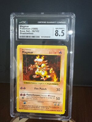 Pokemon Base Set Unlimited Magmar Shadowless 36/102 CGC 8.5 NM/Mint+ | eBay
