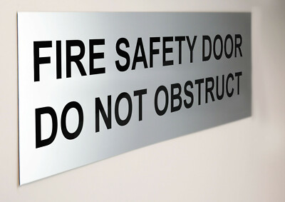 FIRE SAFETY DOOR PERSONALISED LASER ENGRAVED 330MM X 150MM SIGN BRUSHED ...