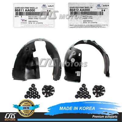 ⭐GENUINE⭐ Front Fender Liners LEFT & RIGHT for 21-23 Hyundai Elantra ...