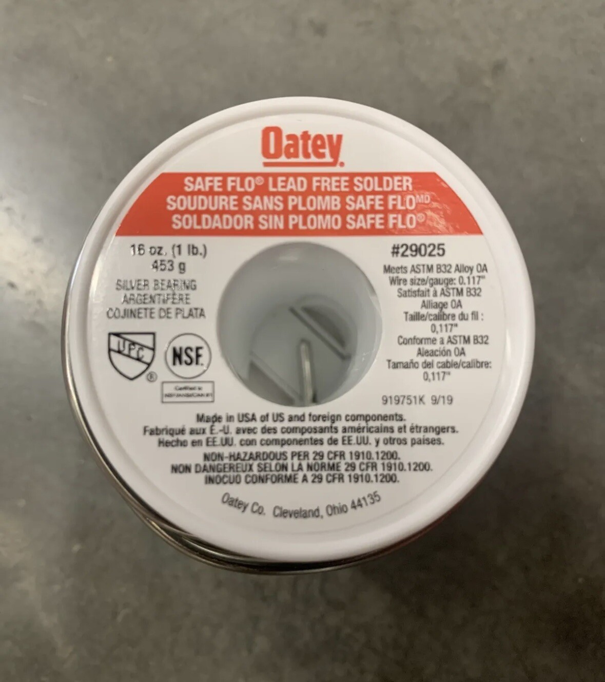 Oatey Safe Flo Lead Free Plumbing Wire Solder - Silver 1Lb. Model ...
