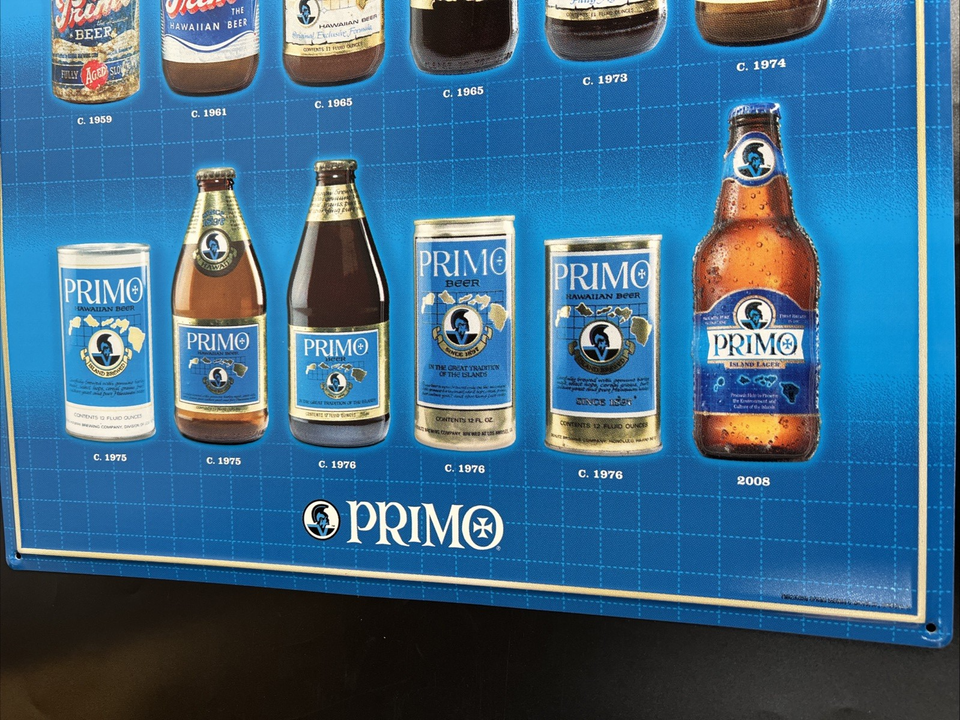 Primo Island Lager Hawaiian Beer Metal Sign 18" x 24" Historic Bottles ...