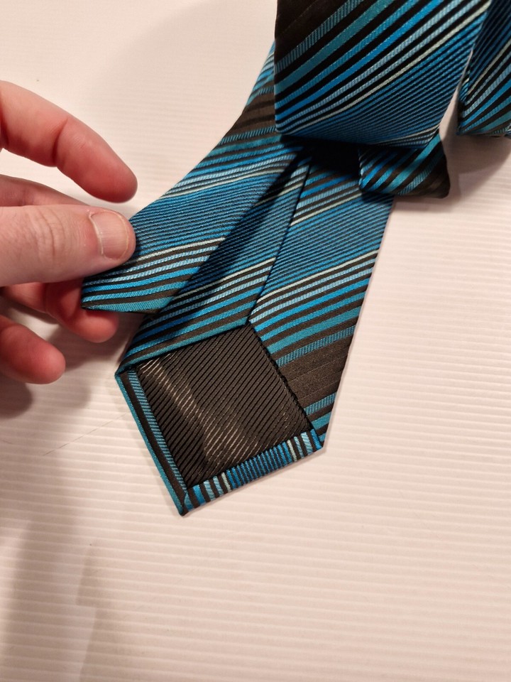 Solarente - Made In turkey Dark Blue Black Stripped Necktie Business ...
