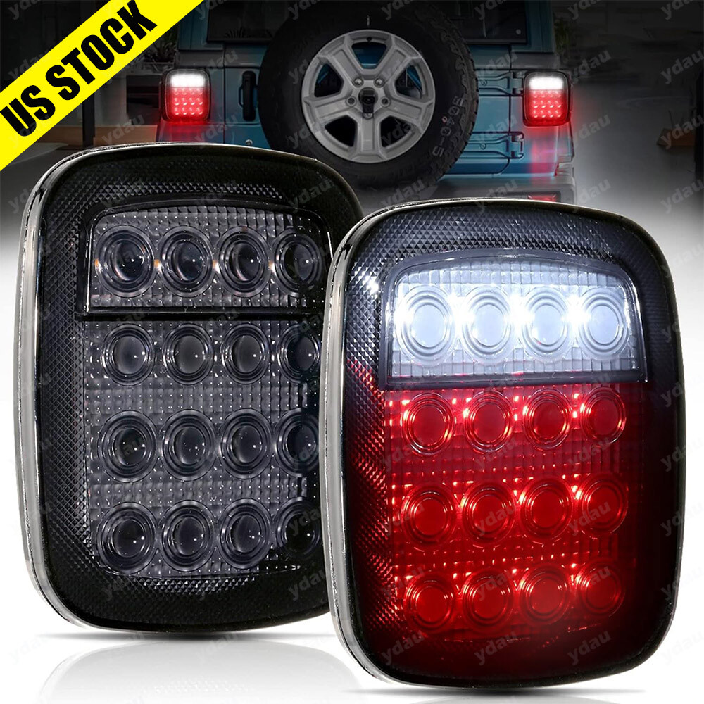 2Pcs For Jeep Wrangler TJ YJ CJ Smoke LED Tail Lights Backup Brake ...