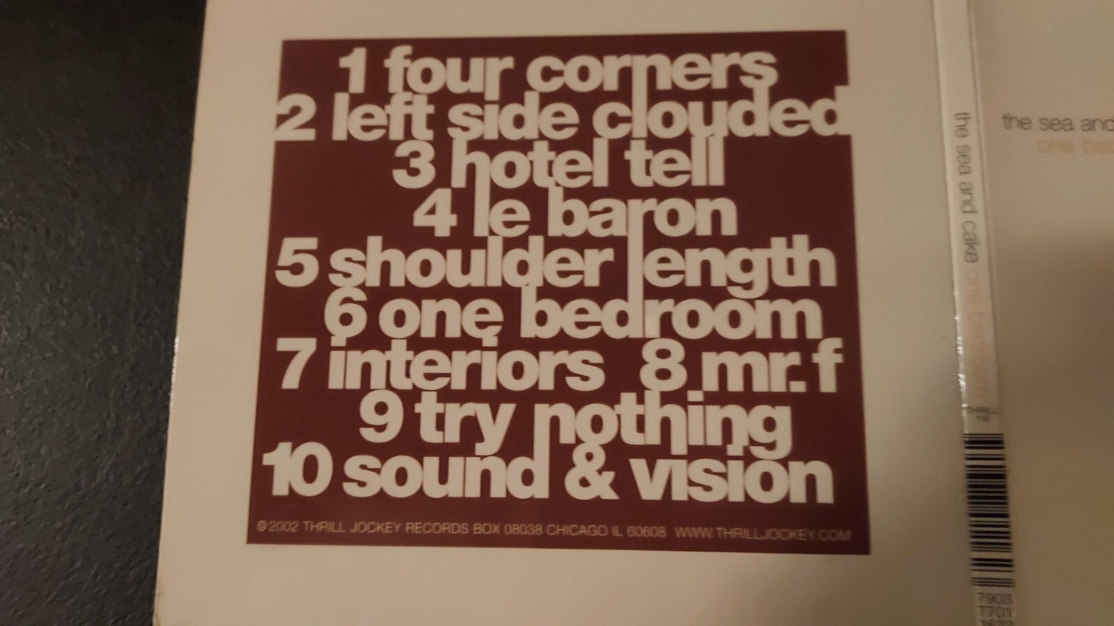 Used The SEA & CAKE 'One Bedroom' CD THRILL 116 2003 Electronic Post ...