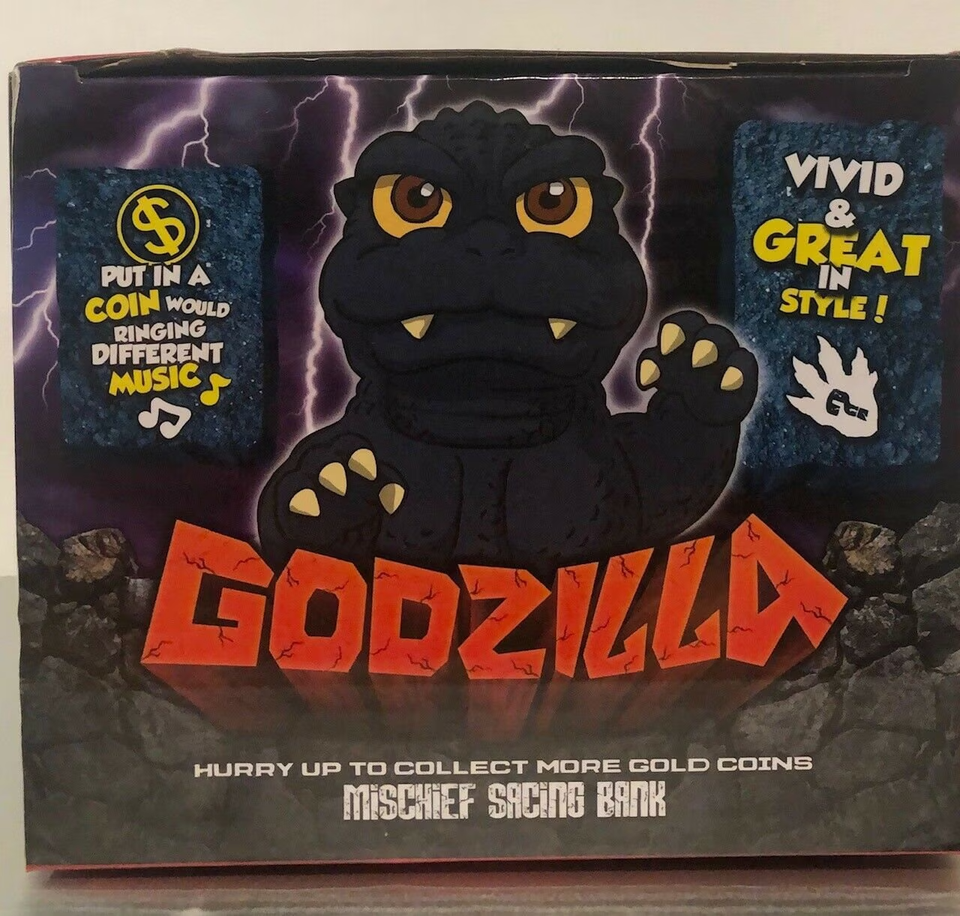 Godzilla Mischief Bank Coin Box LED Sound Gimmick Moving Figure New In ...