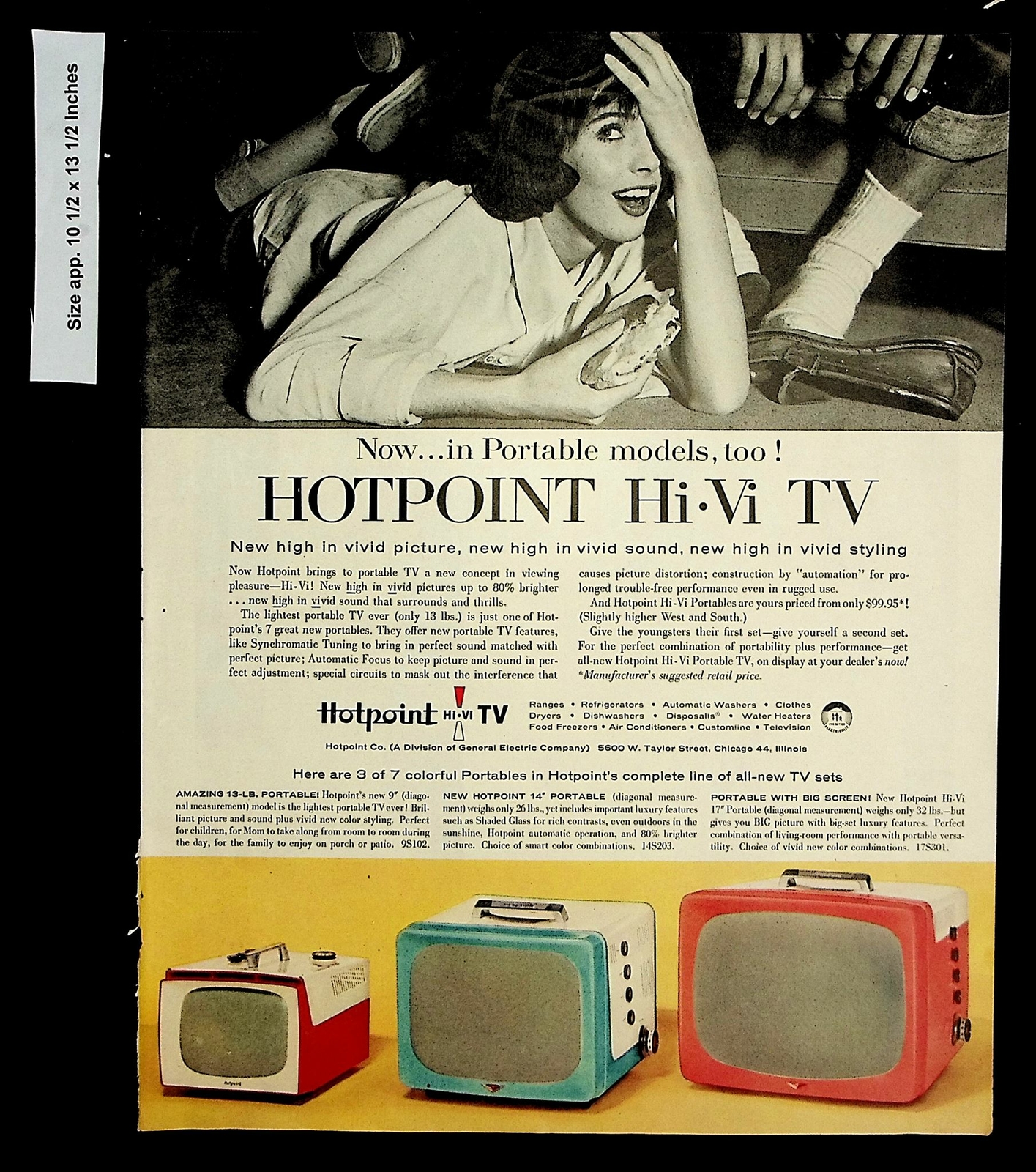 1956 Hotpoint Hi-Vi TV Vintage Print Ad 8393 | eBay