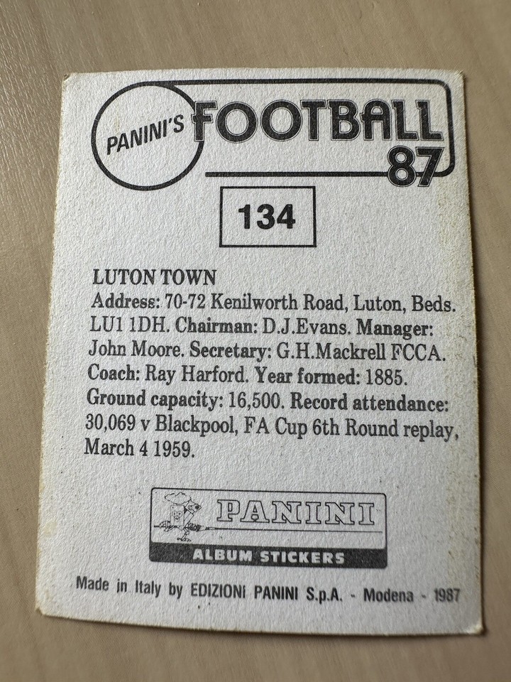 Football 87 Rare Panini Sticker Luton Town No 134 Badge Original ...