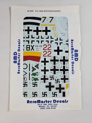 AEROMASTER 1/48, Fw 190 A, Butcher Birds. decal sheet 48-006 | eBay