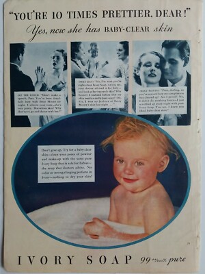 1935 Ivory soap baby bathing bubble bath clear skin vintage ad | eBay