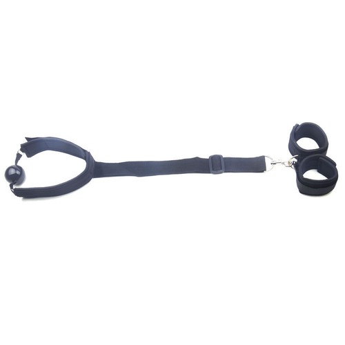 Unisex Neck Wrist Handcuff Bandage Restraint Open Mouth Gag Couple ...