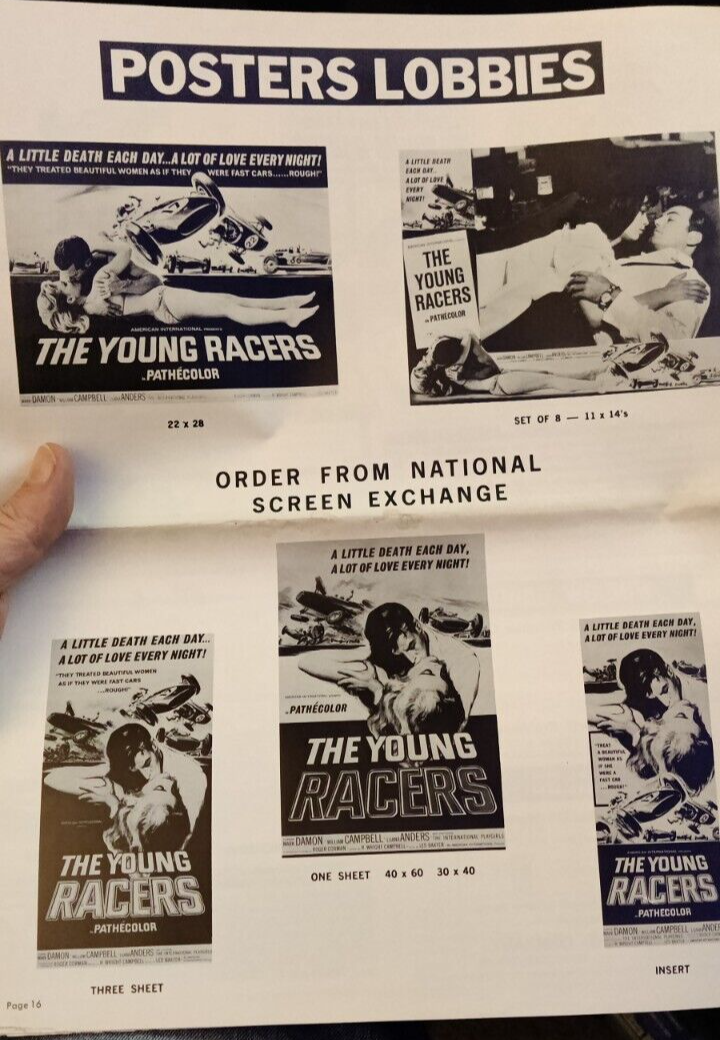 The Young Racers (1963) original pressbook Ad Slick Sheet - Roger ...