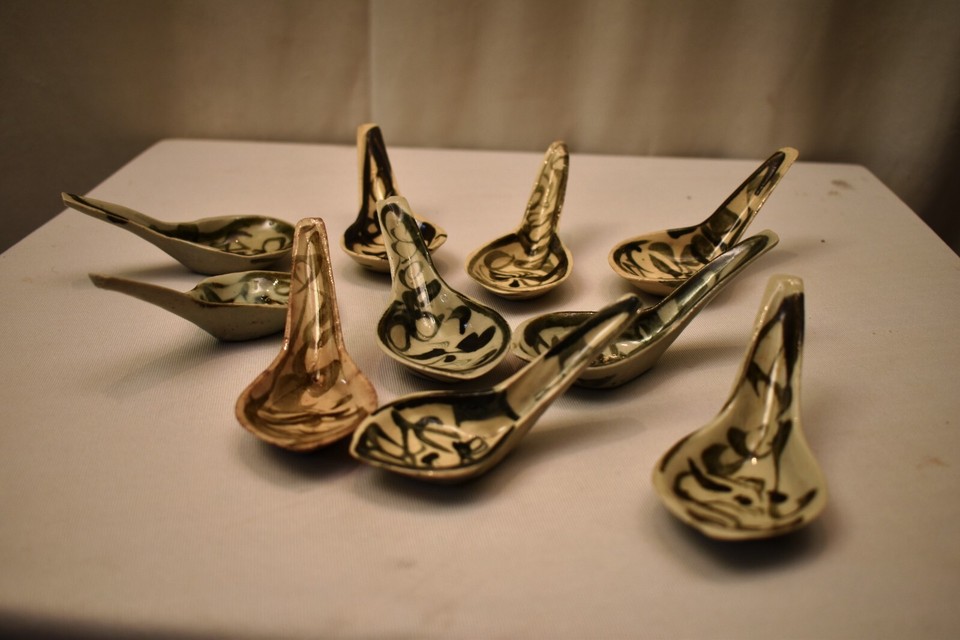 Antique Chinese Porcelain Spoon Blue & White Soup Spoon Pottery 10Pc ...