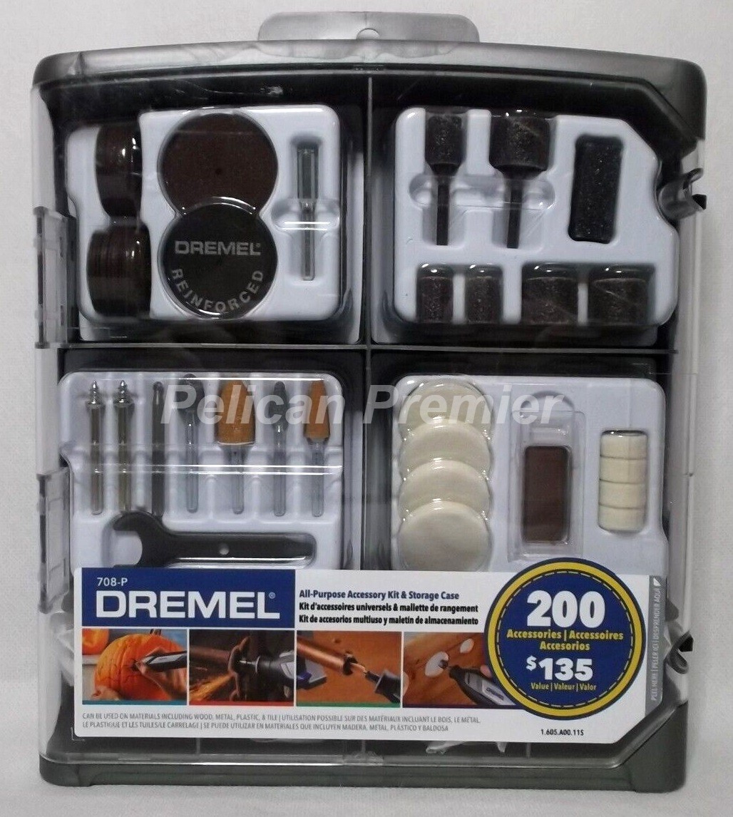 DREMEL All Purpose 200 Piece Accessory Kit & Storage Case 708-P $135 ...