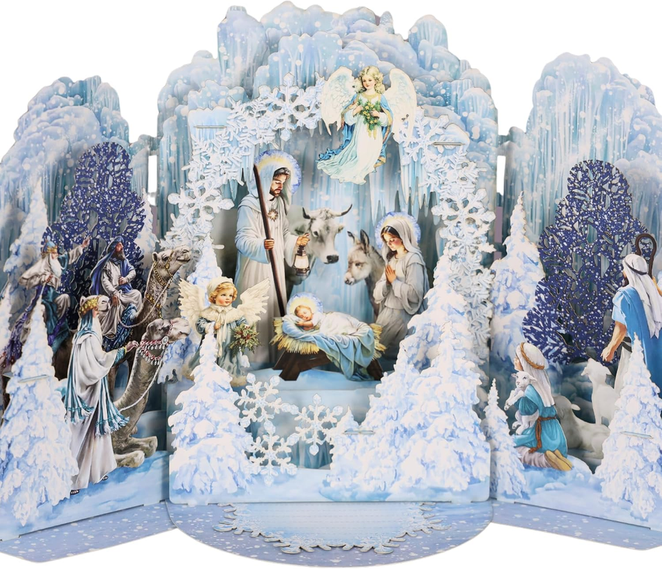 3D Pop Up Nativity Christmas Card Holy Night Manger Scene Religious ...