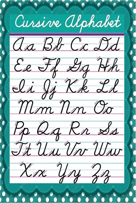 ALPHABET HANDWRITING CURSIVE POSTER 24 X 36 INCH school elementary ...