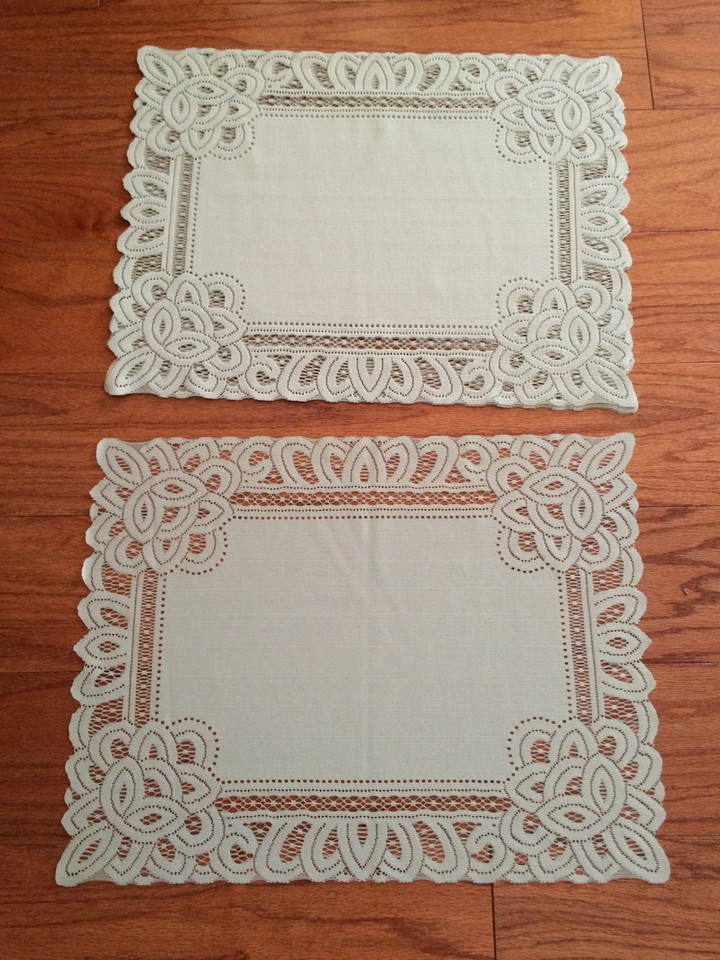 Heritage Lace Pear Green Battenburg Design 14 x 19 Placemats 4 piece ...