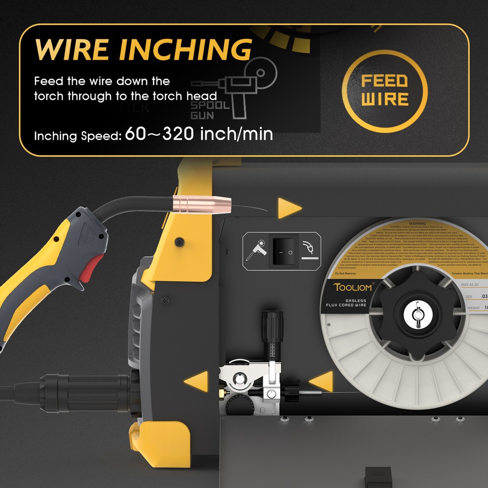 Aluminum MIG Welder 250A 110V/220V Gas/Gasless Flux MIG/Lift TIG/Stick ...