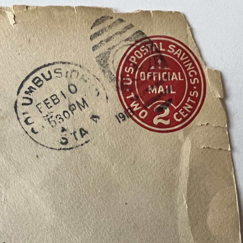 1913 COLUMBUS OHIO COVER 2C OFFICIAL MAIL STATIONERY STATION A ARROW ...