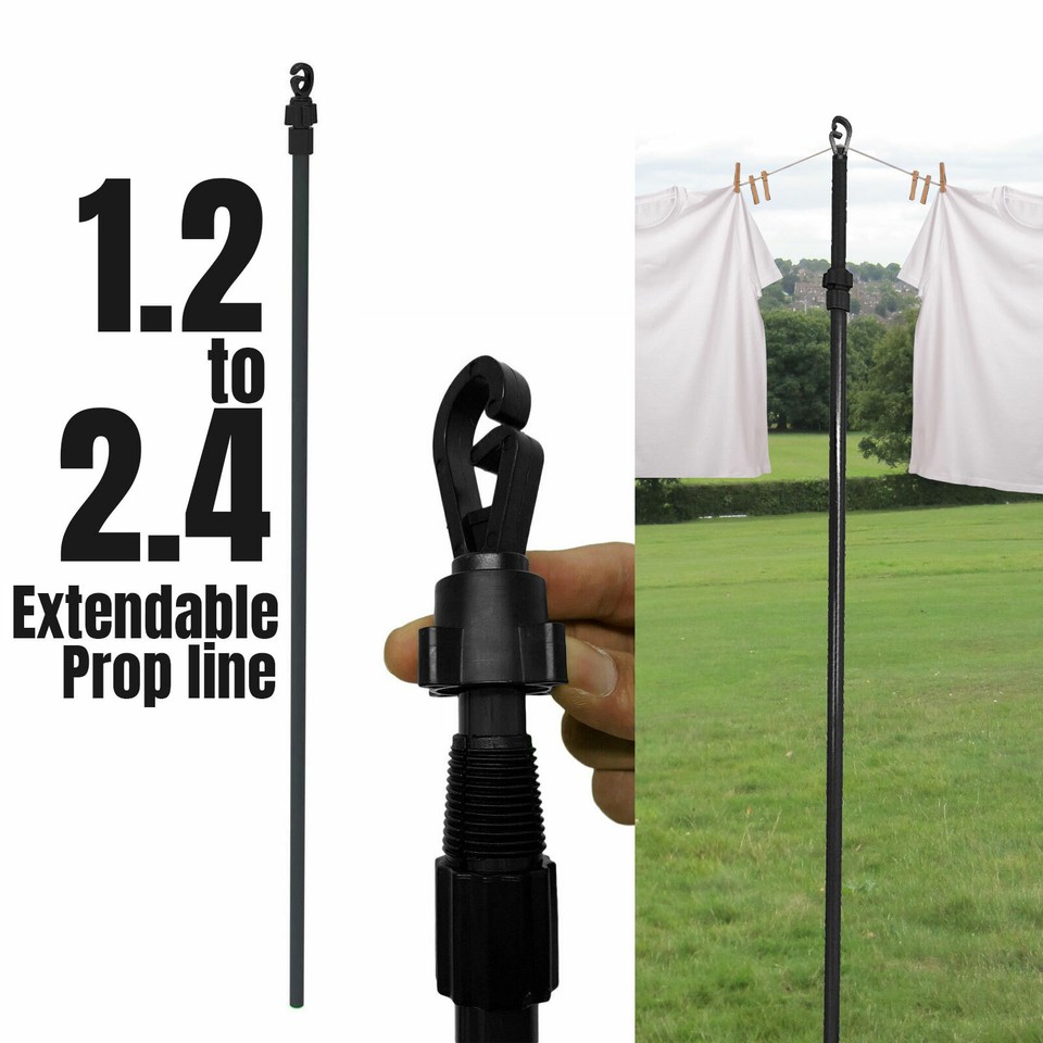 2.4m Heavy Duty Extendable Prop Washing Line Telescopic Metal ...