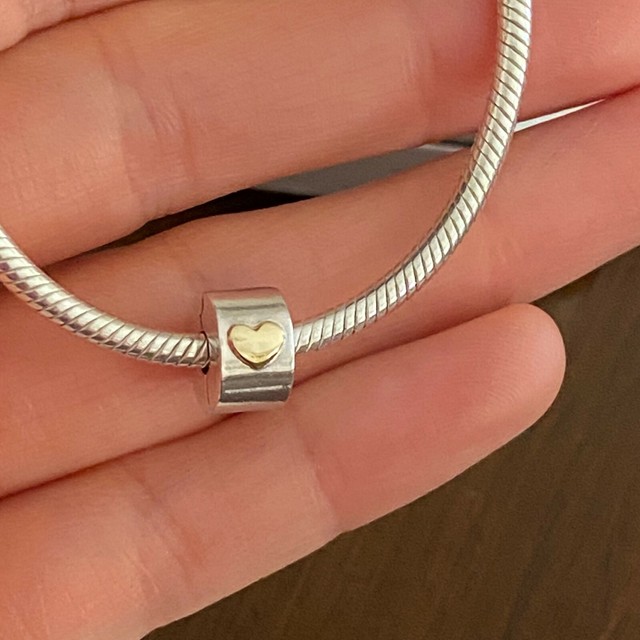 Authentic Genuine PANDORA Silver 14k Gold Classic Heart Clip - 792080 ...