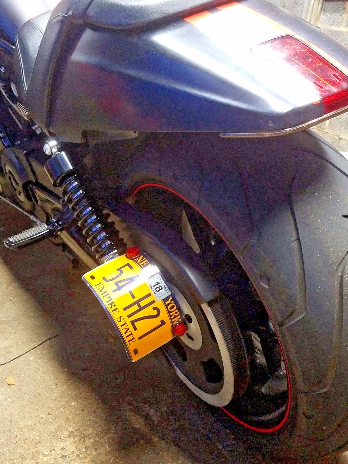 Harley Davidson V-Rod VRSC Black Rolled License Plate Relocator Bracket HD