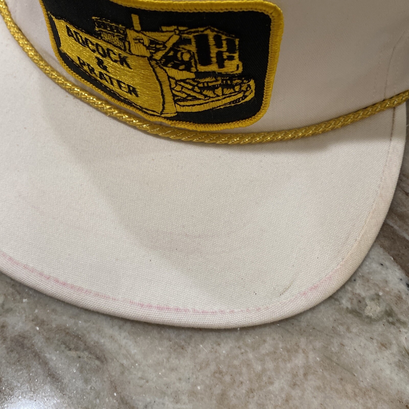Vintage Trucker Hat Cap USA Made Rope Panel Adcock & Prater Bulldozer ...