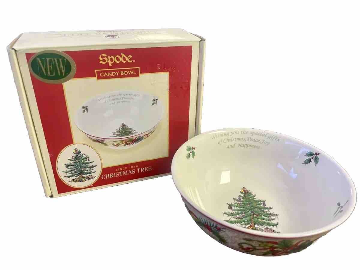 NEW IN BOX Spode Christmas Tree Candy Bowl Bless This Home W/Border 6 ...