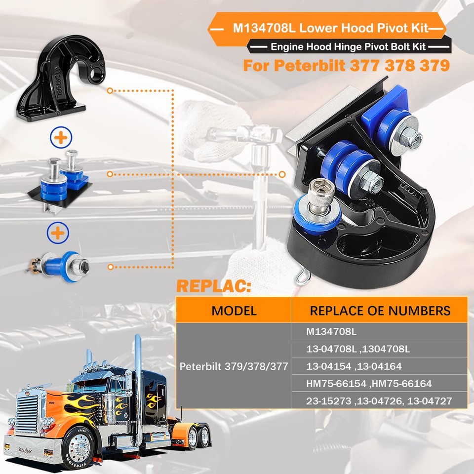 M134708L (Left) Lower Hood Pivot & Hinge Bolt Bushing for Peterbilt 377 378 379 | eBay