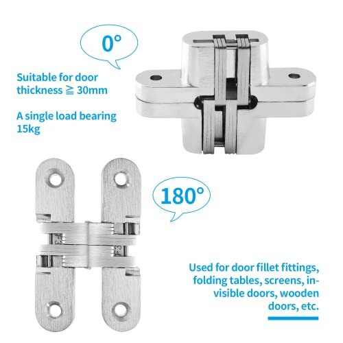 LifCratms Pair of 2-3/4" Hidden Gate Hinges Stainless Steel Invisible ...