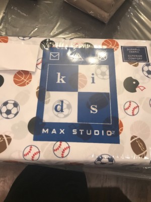 Max Studio Twin Sheet Set Boys Bedding Balls All Sports Baseball ...