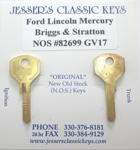 Ford Lincoln Mercury NOS Briggs & Stratton Keys #82699 GV17 1948 1949 ...
