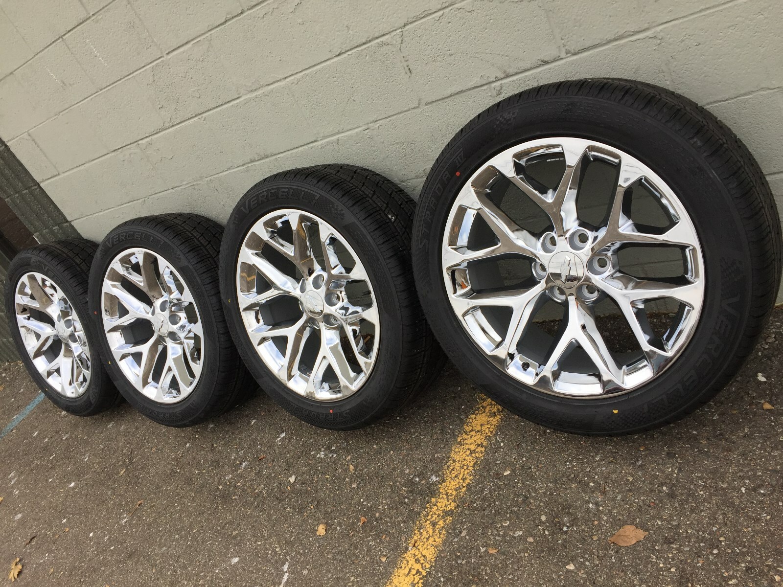 4 22" CHEVY GMC CADILLAC CHROME SNOWFLAKES WHEELS RIMS TIRES TAHOE ...
