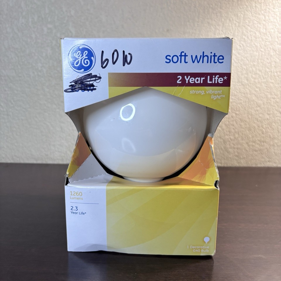 GE 60W Globe G40 Bulb 5" Diameter Soft White 1260 Lumens Medium Base | eBay