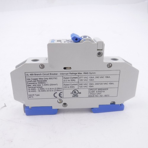 3 Pack Altech Corp 1CU5L Mini Circuit Breakers DIN Rail 5A 277V UL489 1 ...
