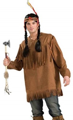 Native American / Frontiersman Shirt Brown Poly Suede Fringed Costume ...