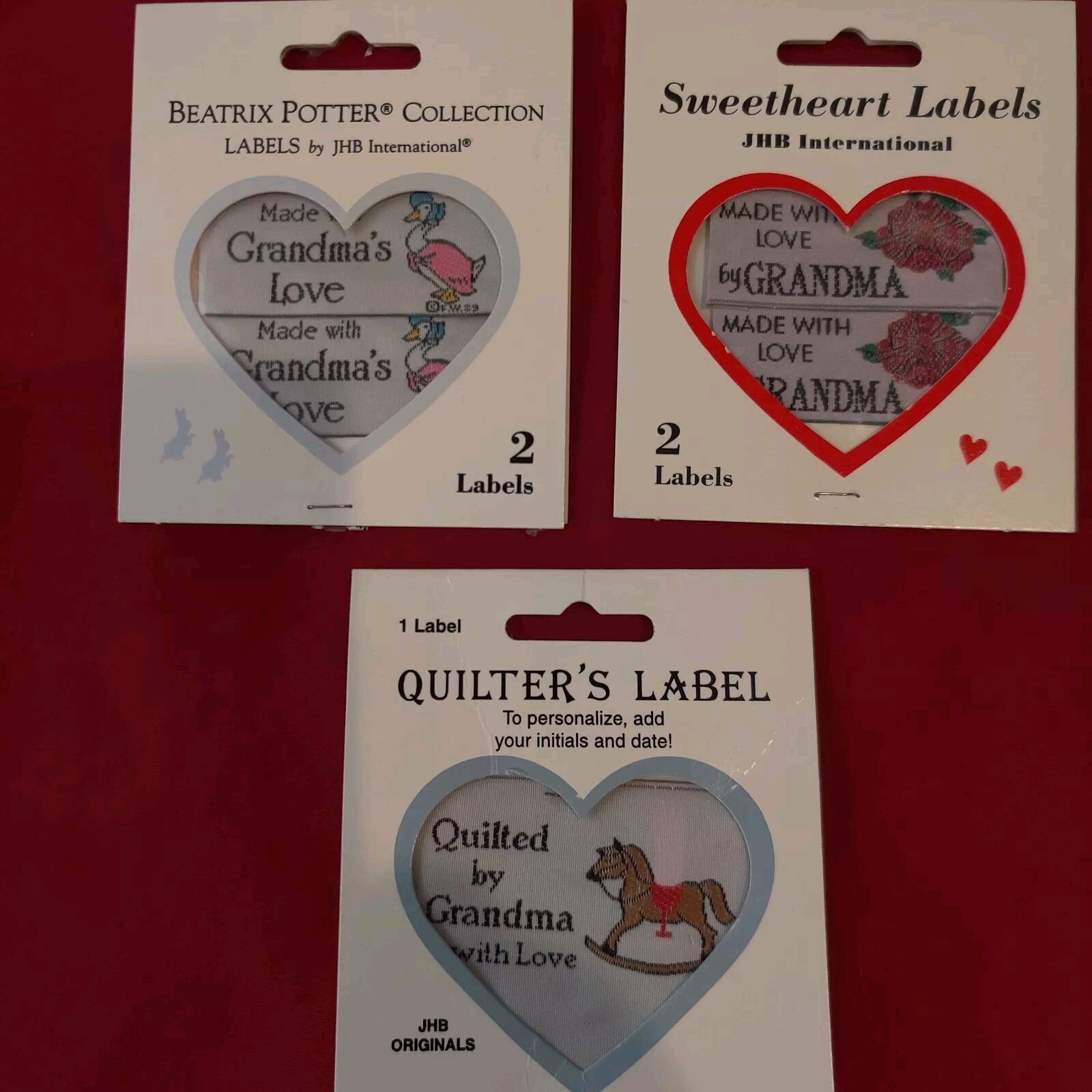 JHB "MADE WITH LOVE BY GRANDMA" SWEETHEART/QUILTERS/B POTTER LABELS ...
