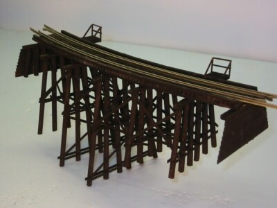 HO scale Model Railway Wood trestle Bridge 10" long 4" high | eBay