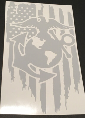 Large Marine Corps USMC US Flag EGA Vinyl Sticker Car Truck Window ...